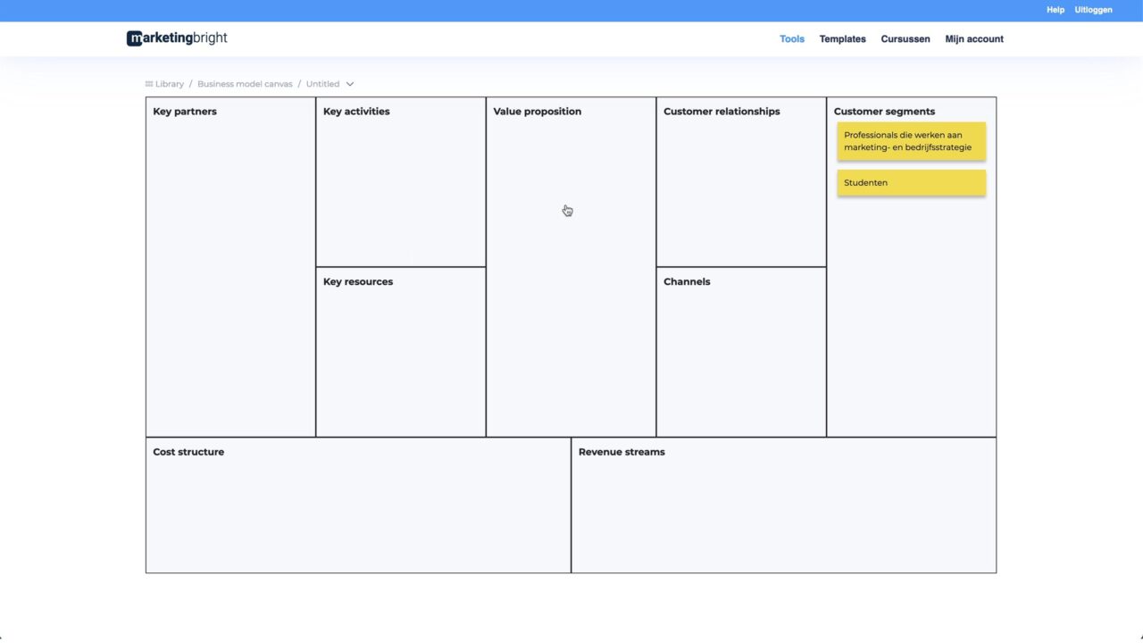 Business Model Canvas tool - Marketingbright NL